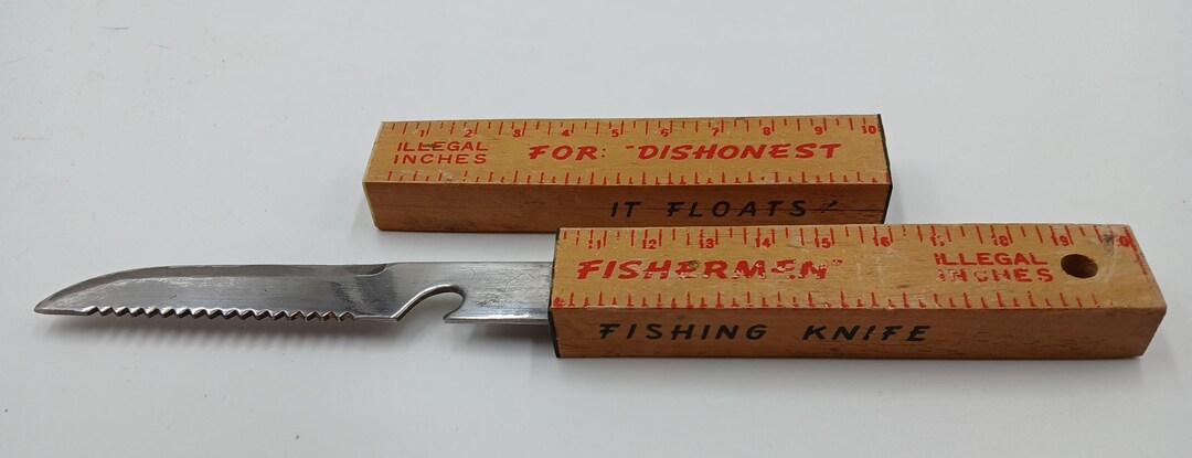 Vintage 1960's Fishing Knife - "for Honest Fishermen" - Wood Handle ...