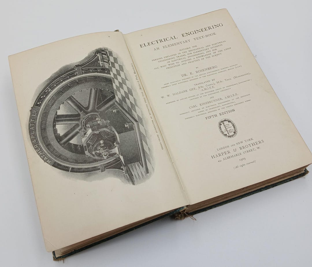 Antique Book Electrical Engineering by E. Rosenberg 1909 5th Edition - Etsy
