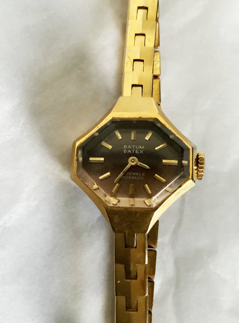 Vintage DATUM-DATEX Ladies Watch 1970s Wind-up 17 Jewel Swiss Incabloc ...