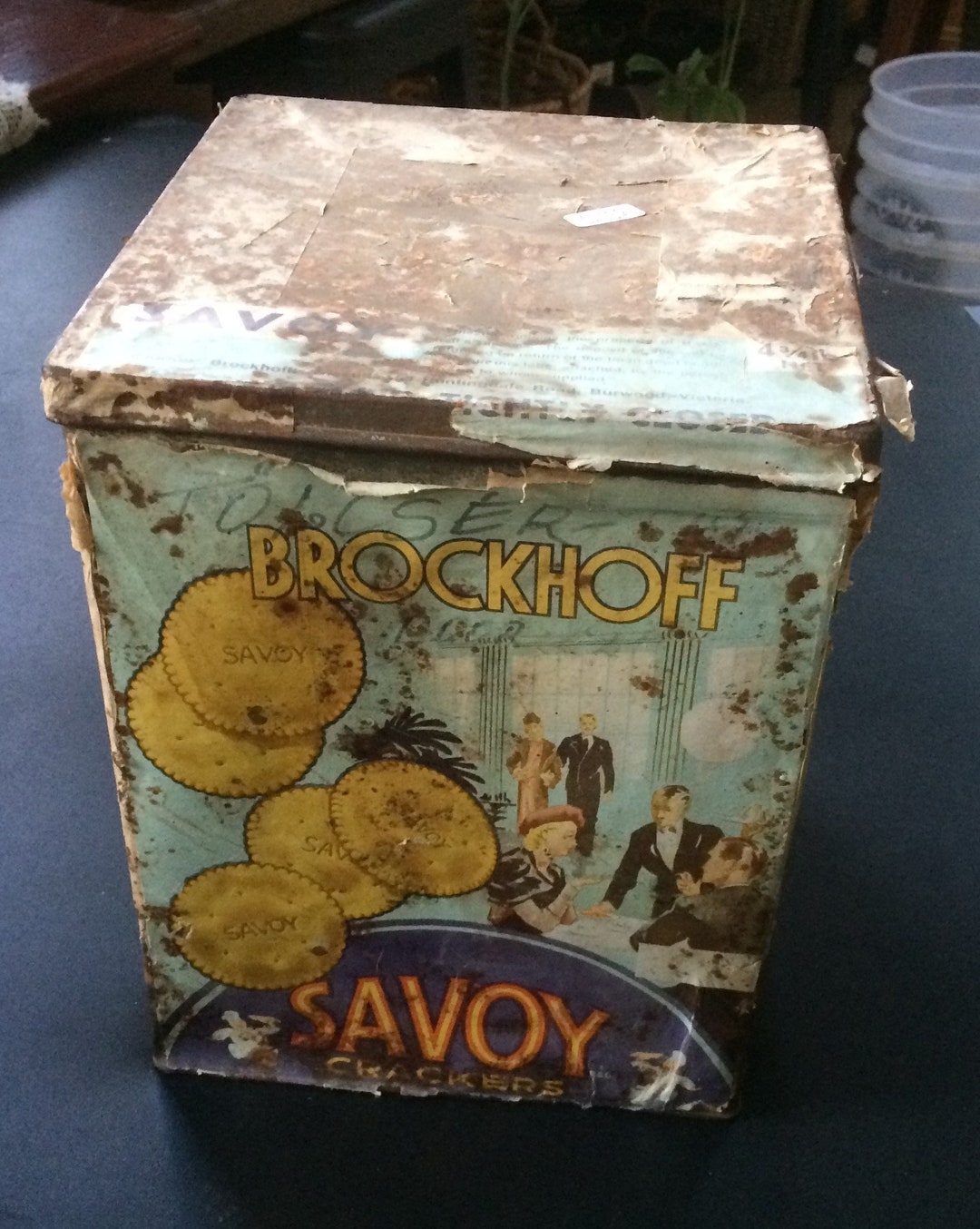 Vintage SAVOY Brockhoff Crackers TIN Hinged Lid Australian Fair ...
