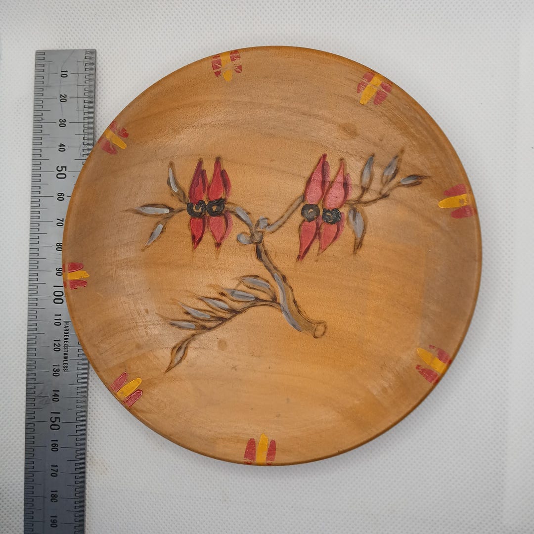 Australian Vintage KAURI Pine BOWL - Desert Pea - Hot POKERWORK ...