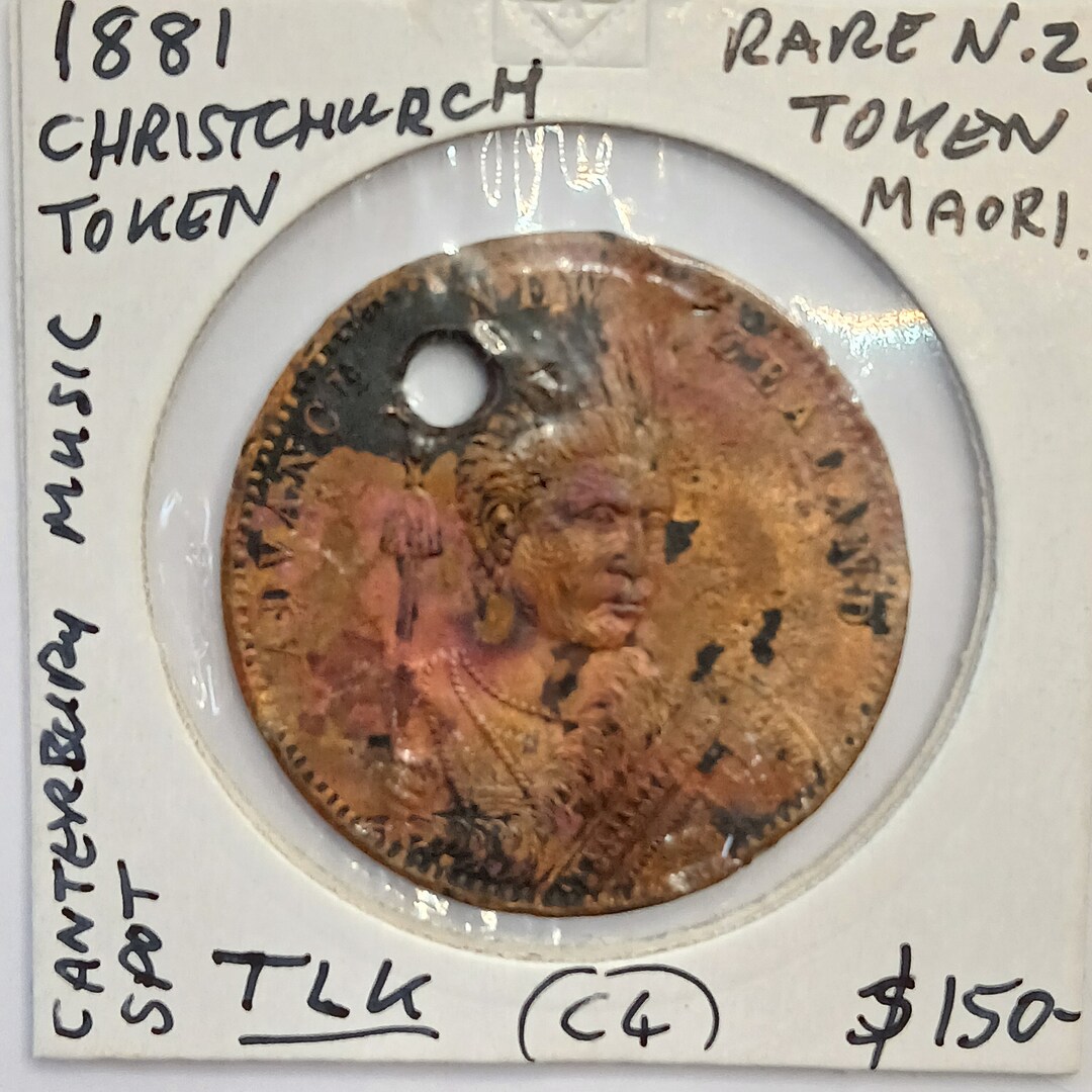 Antique "advance New Zealand" 1881 TOKEN Christchurch Maori RARE Good ...