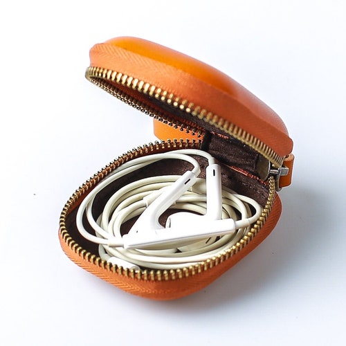 Leather Earphone Case Cable Organizer Earphone Holder Round - Etsy UK