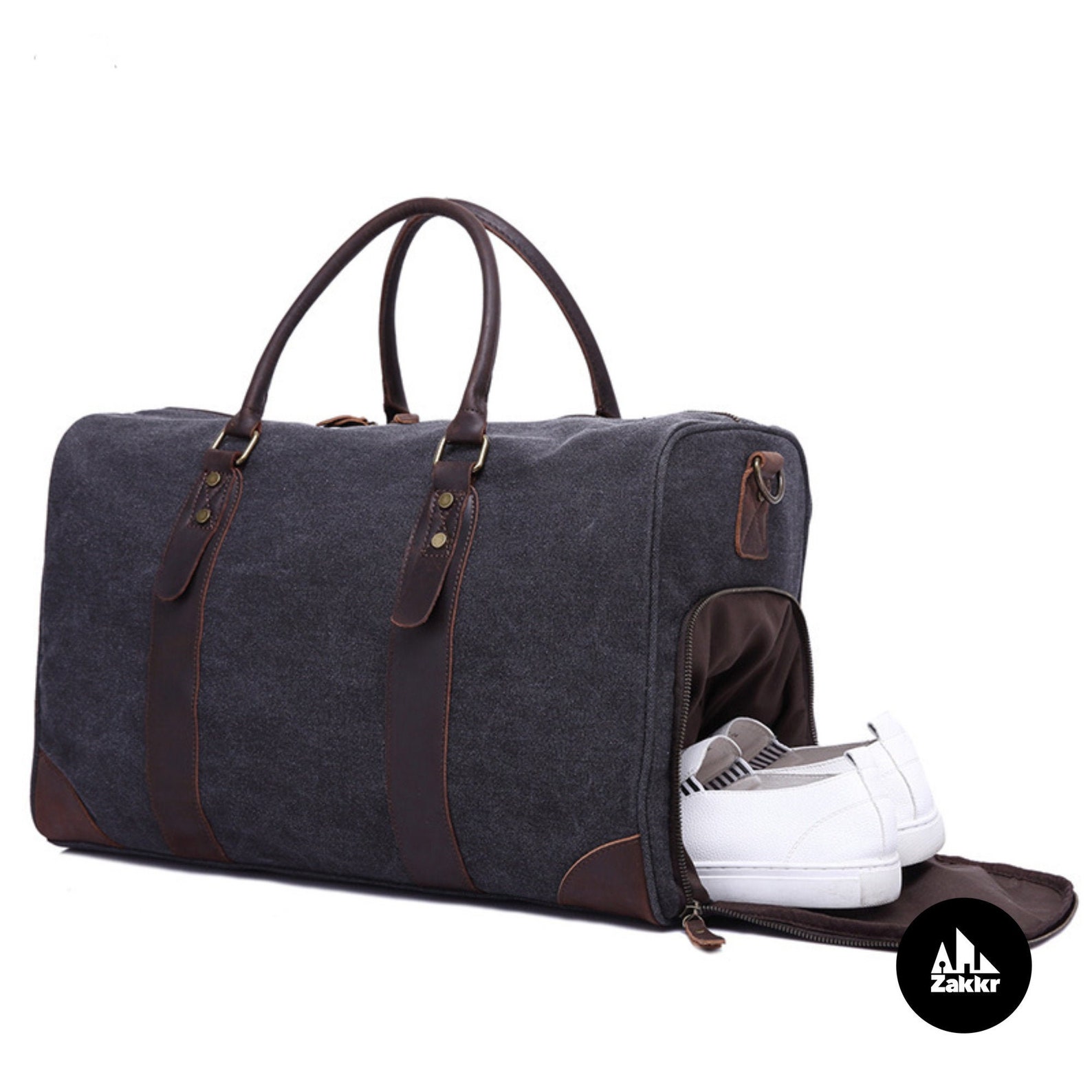 Canvas Weekender Bag Men Leather Weekend Bag Canvas Duffle Bag | Etsy