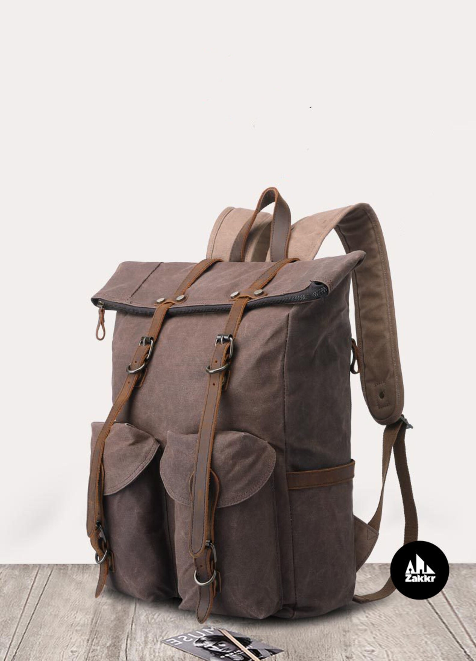 Canvas Backpack Men Rolltop Backpack Cycling Backpack Hiking | Etsy