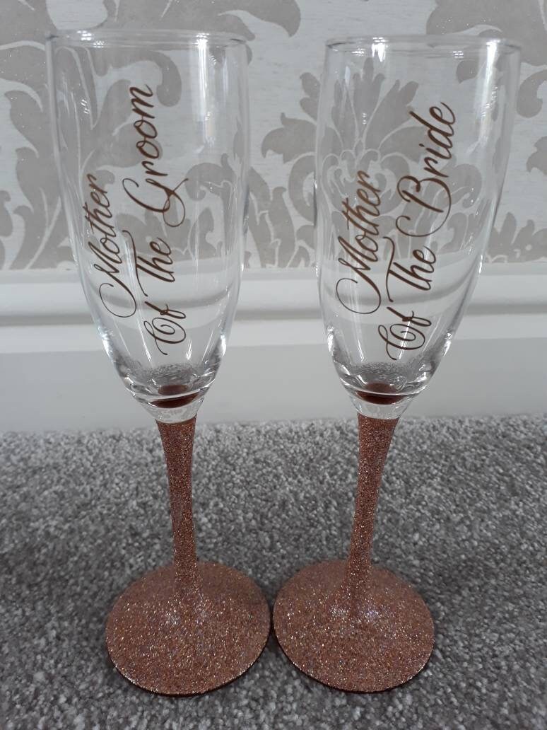 Stem Glittered Champagne Glasses Set of 6 | Etsy