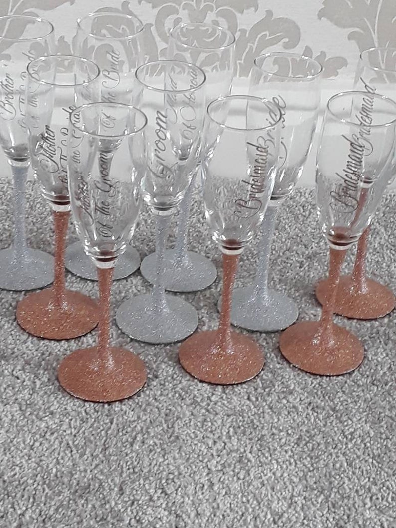Stem Glittered Champagne Glasses Set of 6 | Etsy