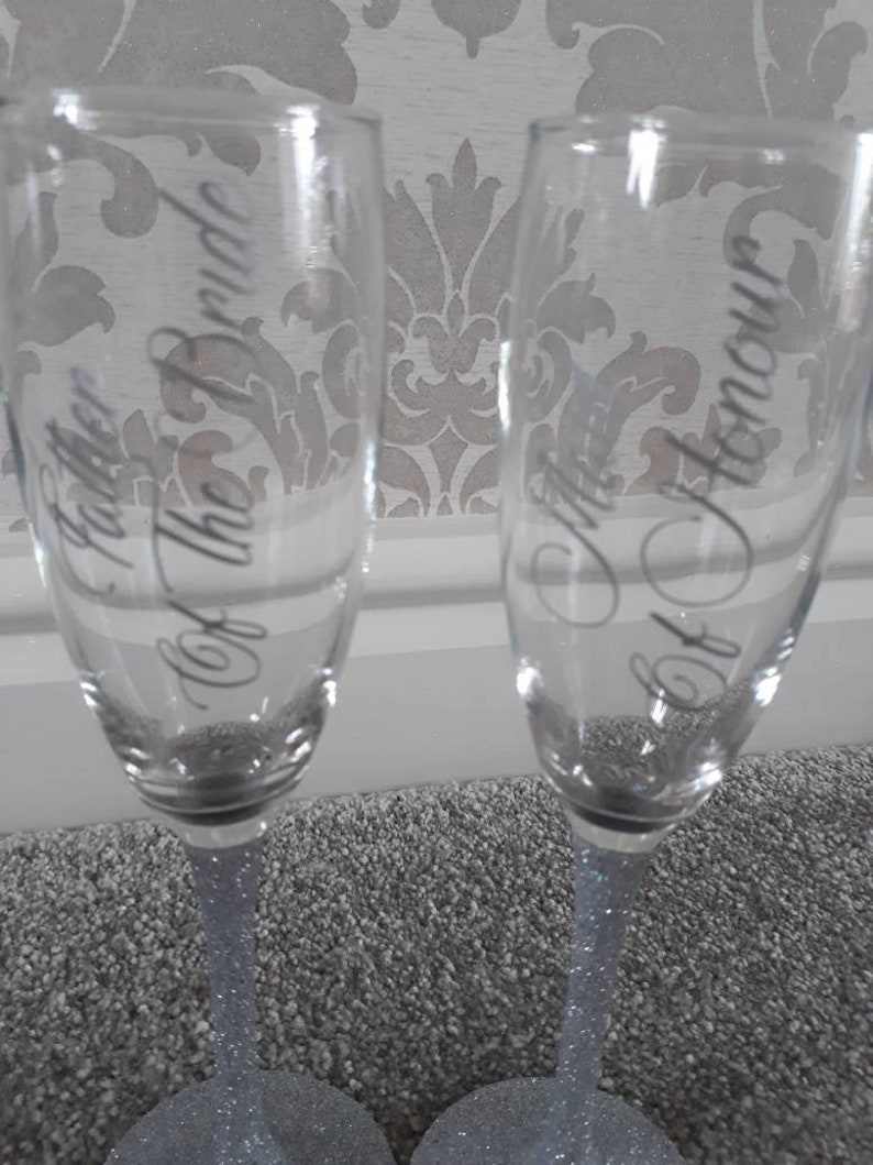 Stem Glittered Champagne Glasses Set of 6 | Etsy