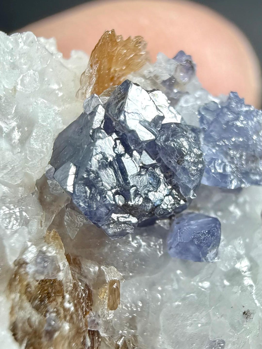 83 Carat Blue Spinel Crystal Specimen With Fluorescent Phlogopite ...