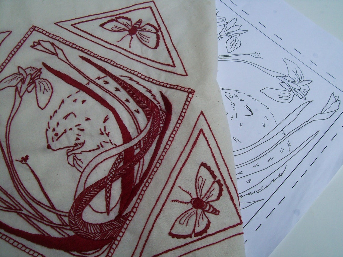 Muskrat Redwork Pattern, Hand Embroidery PDF Pattern Download - Etsy