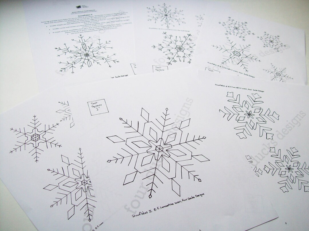 Snowflake Hand Embroidery Pattern, PDF Downloadable Snowflake Designs ...