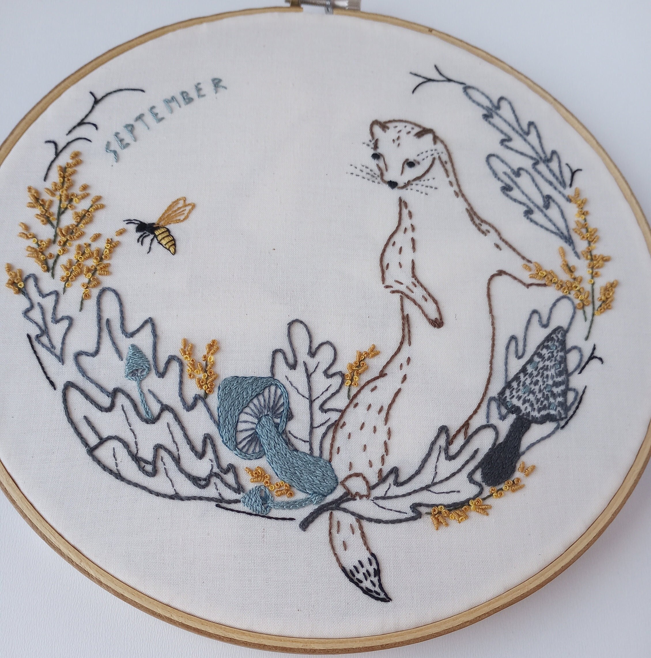 Weasel Hand Embroidery From A Wild Year of Wreaths and Swags, September ...