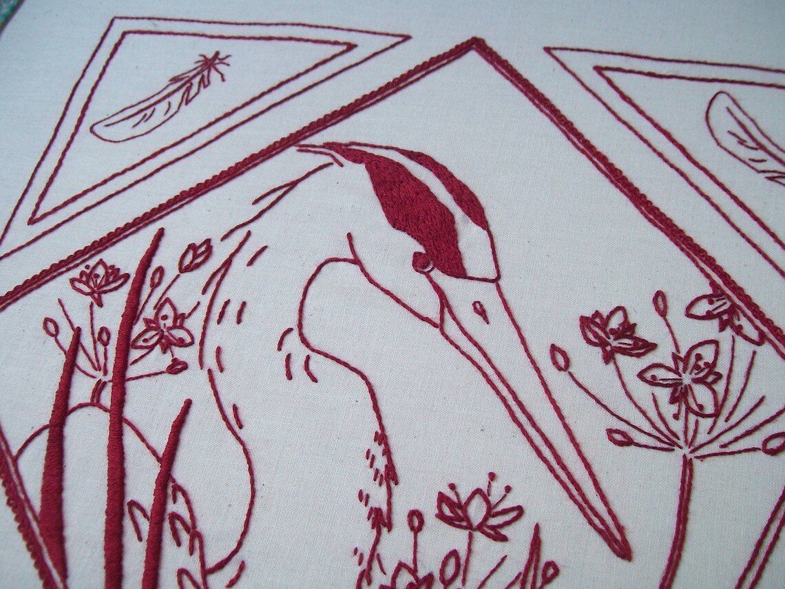 Heron Hand Embroidery Pattern, PDF Heron Embroidery From My Marshland ...
