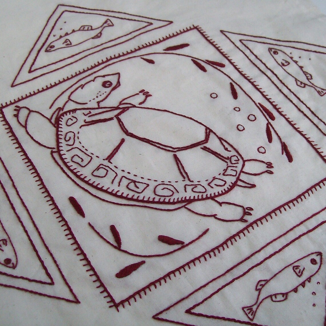 Turtle Hand Embroidery Pattern, PDF Turtle Redwork Download, Marshland ...