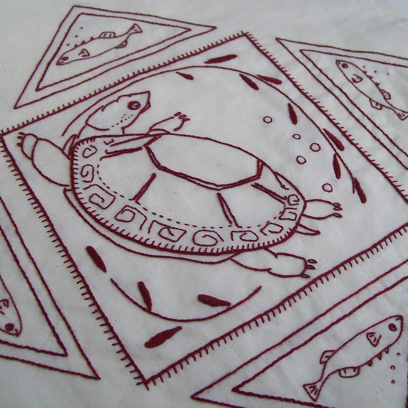 Turtle Hand Embroidery Pattern, PDF Turtle Redwork Download, Marshland ...