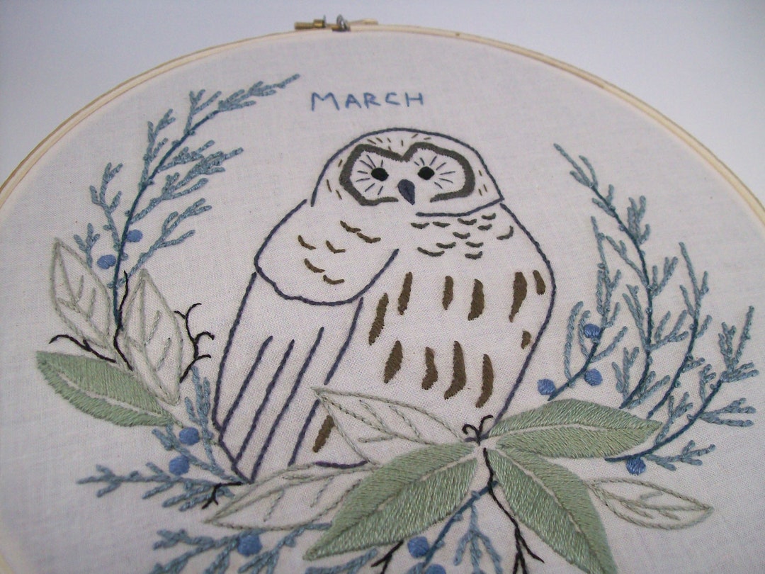Owl Embroidery Pattern, PDF Owl Embroidery Pattern, A Wild Year of ...