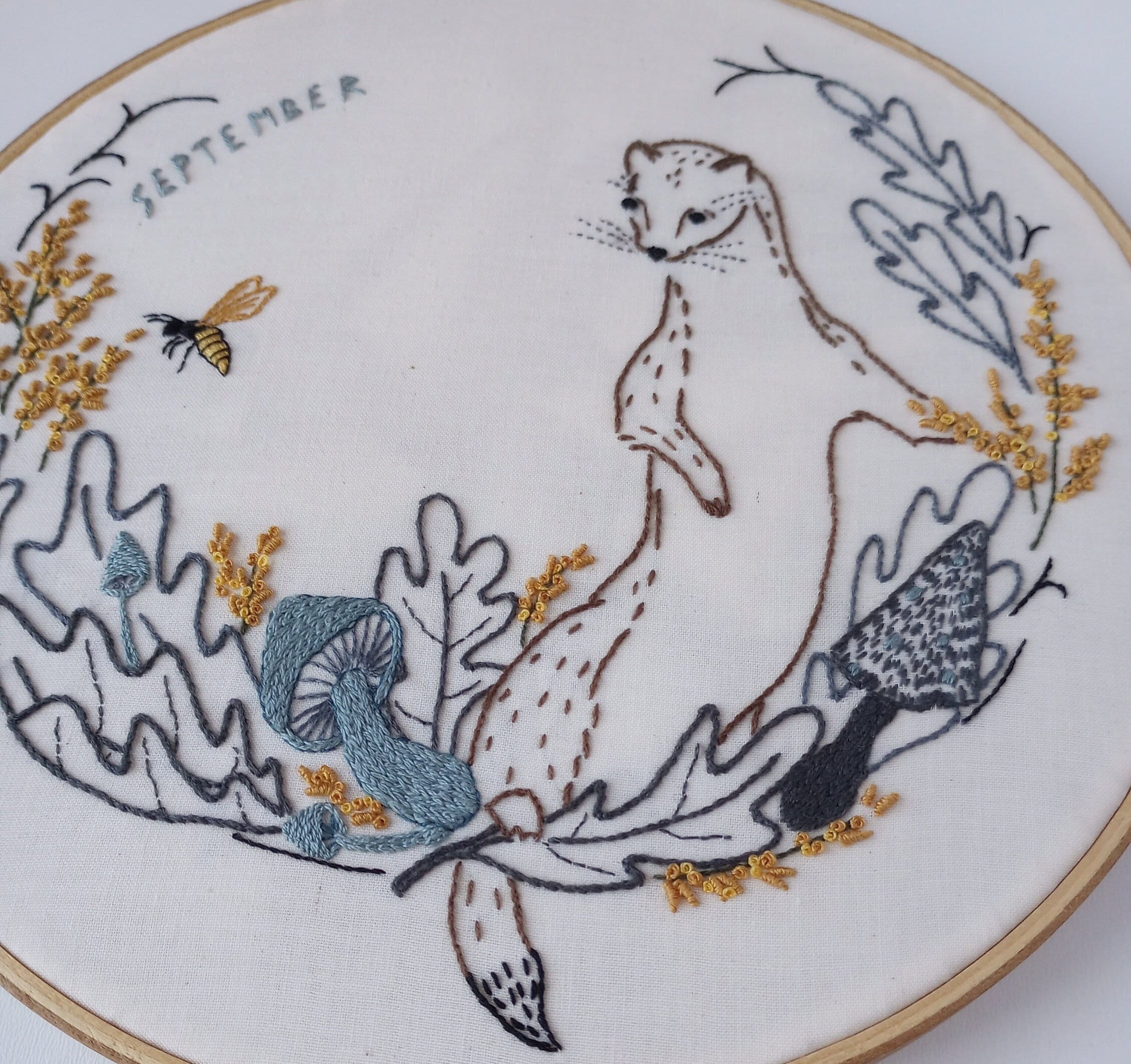 Weasel Hand Embroidery From A Wild Year of Wreaths and Swags, September ...