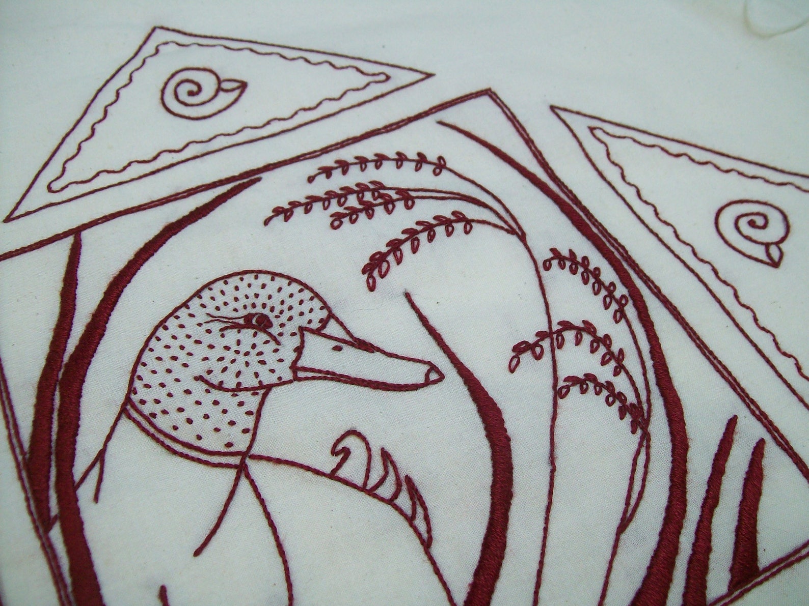 Mallard Duck Redwork, Hand Embroidery Duck Pattern, PDF Hand Embroidery ...