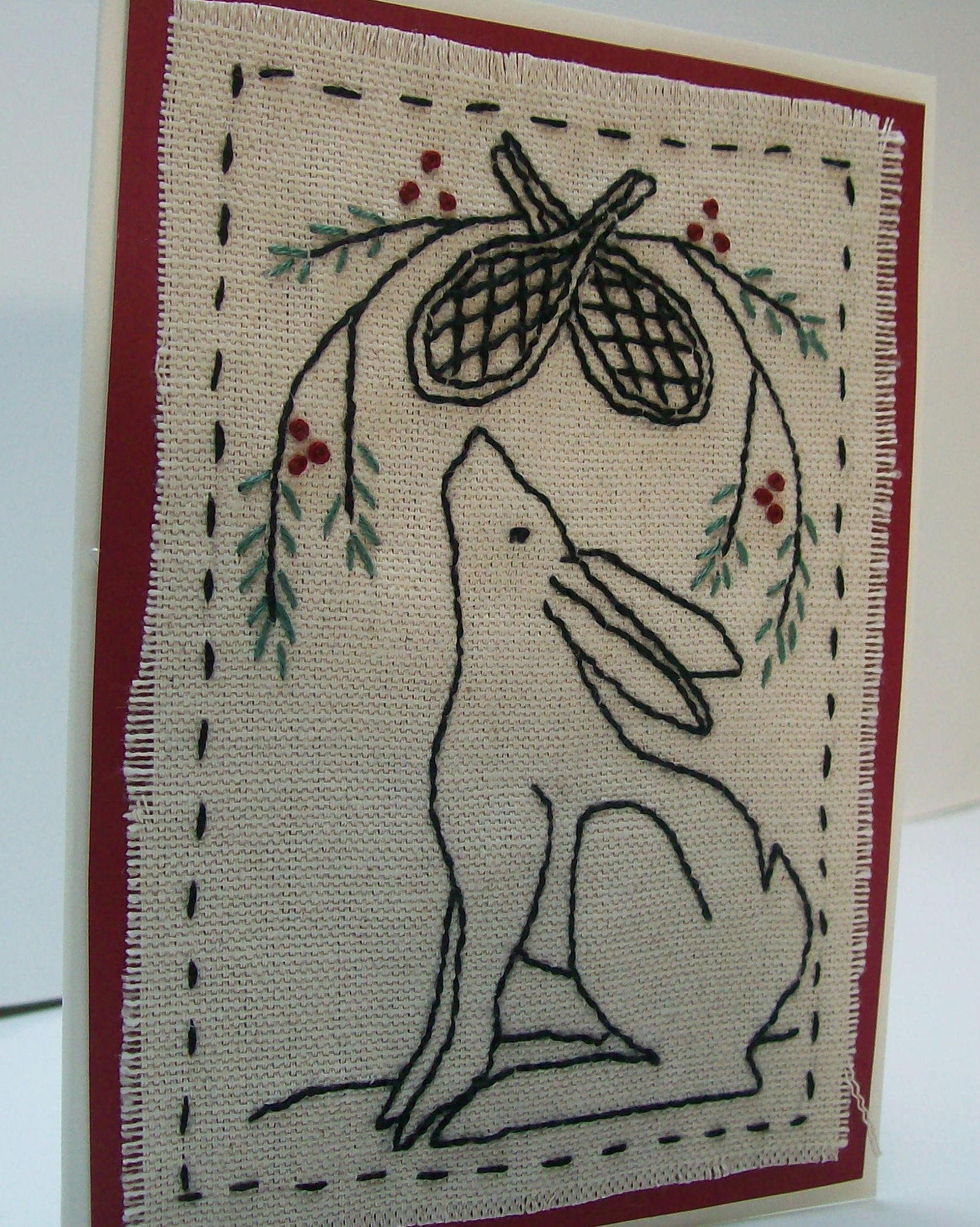 Snowshoe Hare Hand Embroidery Pattern, PDF Christmas Card Embroidery ...