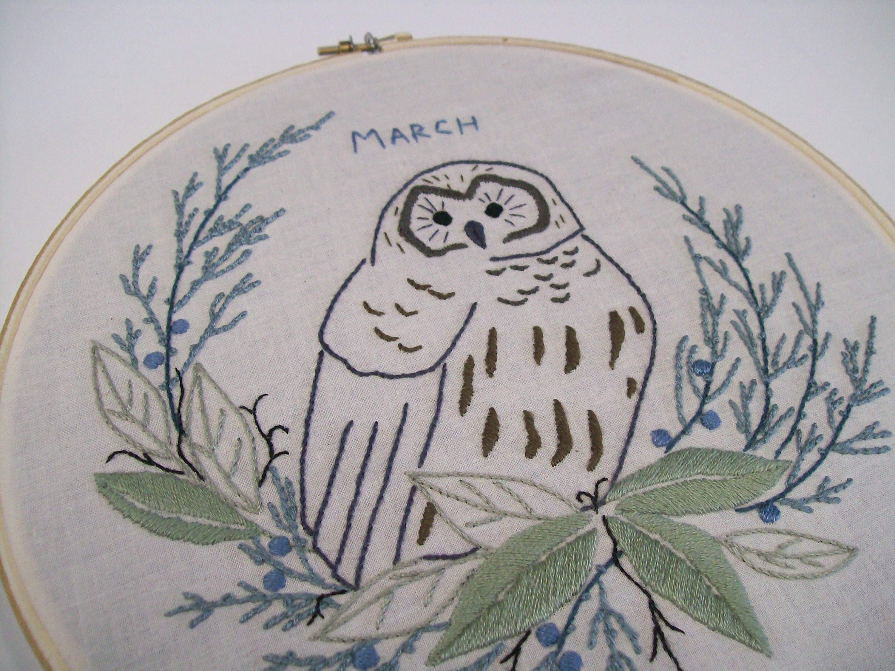 Owl Embroidery Pattern, PDF Owl Embroidery Pattern, A Wild Year of ...