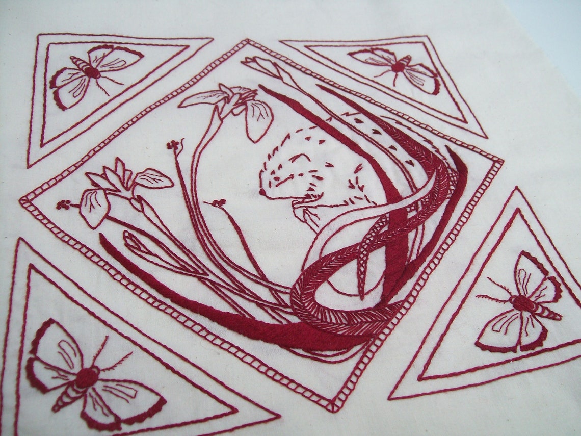 Muskrat Redwork Pattern, Hand Embroidery PDF Pattern Download - Etsy