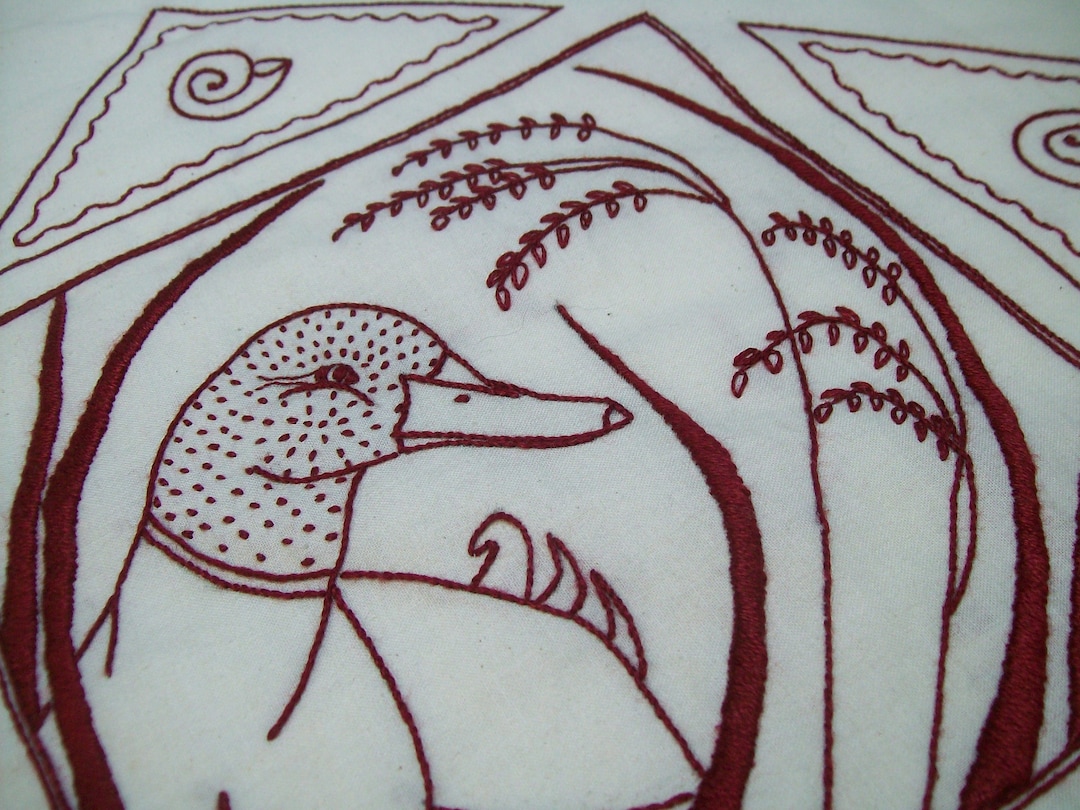 Mallard Duck Redwork, Hand Embroidery Duck Pattern, PDF Hand Embroidery ...
