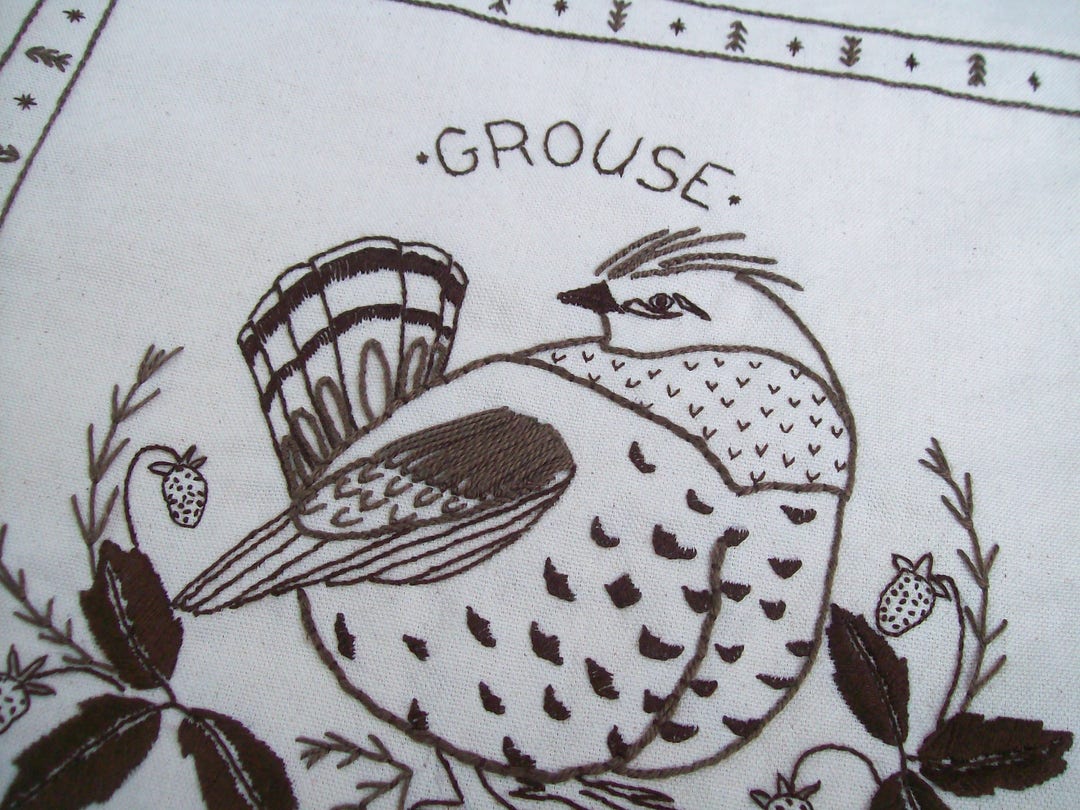 Bird Embroidery Pattern, Fat Grouse Embroidered Pillow Pattern, Grouse ...