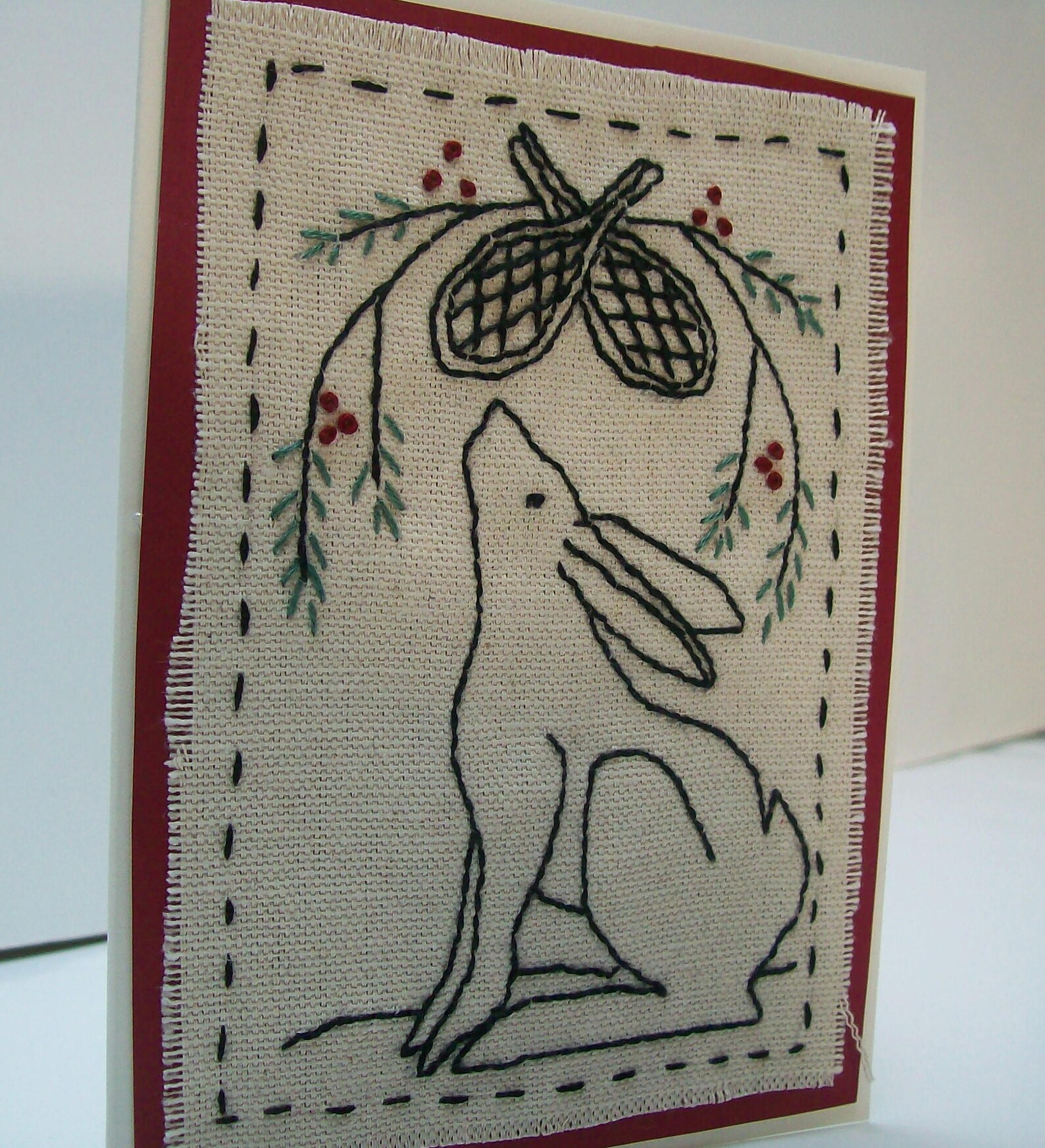 Snowshoe Hare Hand Embroidery Pattern, PDF Christmas Card Embroidery ...