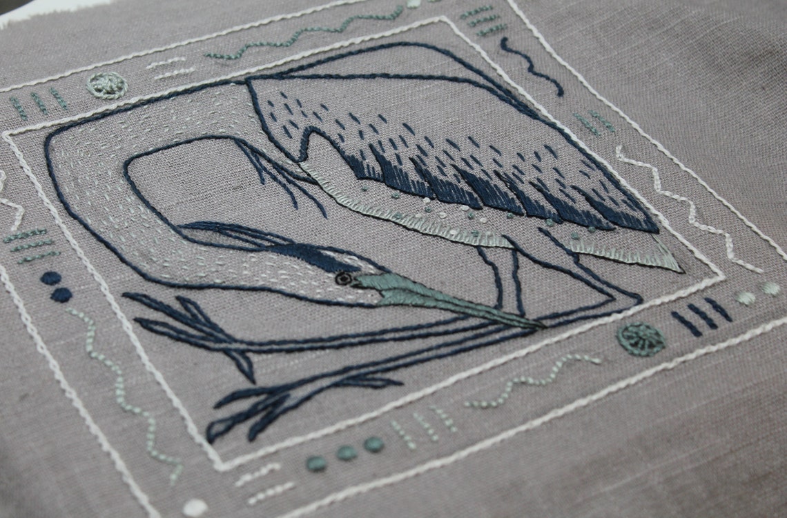 Heron Hand Embroidery Pattern, PDF Heron Embroidery Pattern ...