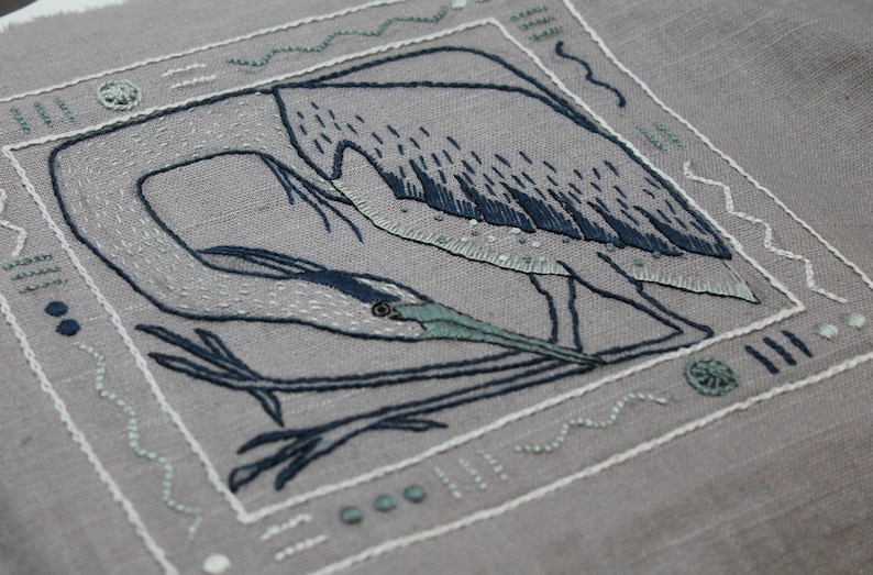 Heron Hand Embroidery Pattern, PDF Heron Embroidery Pattern ...