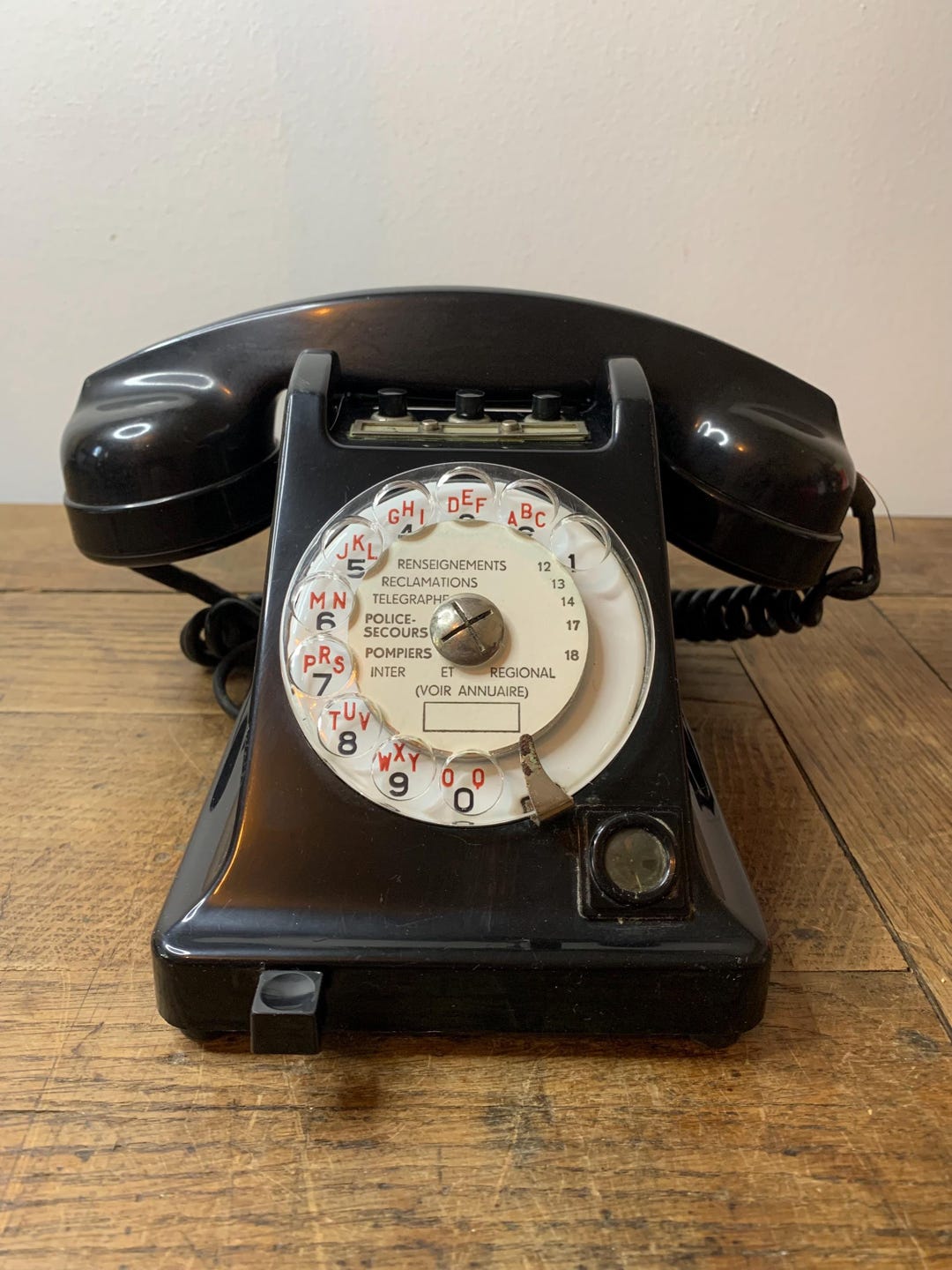 Vintage PTT Black Rotary Dial Telephone – Bakelite – France 1960s ...