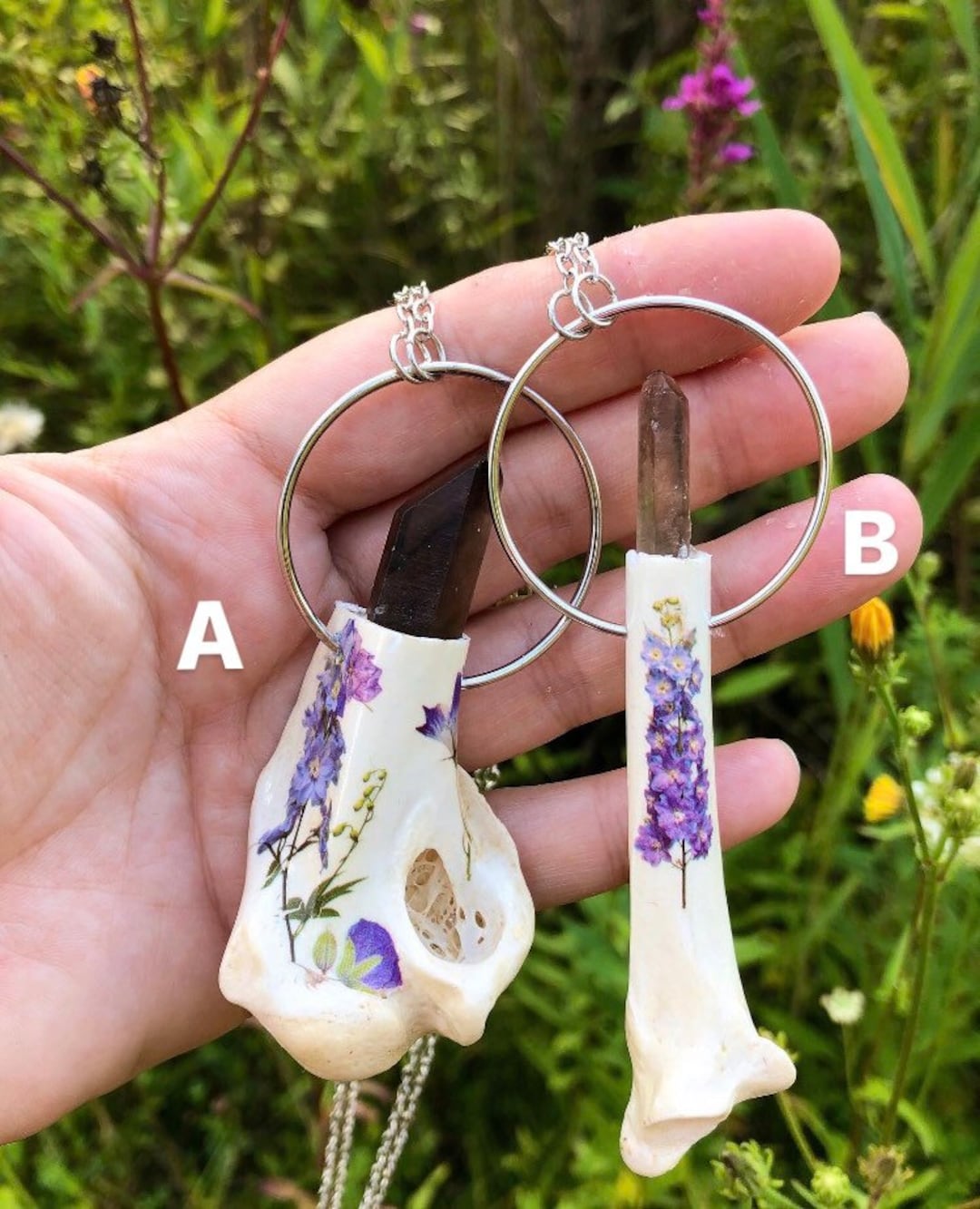 Crystal Goose Bone Pendants - Etsy