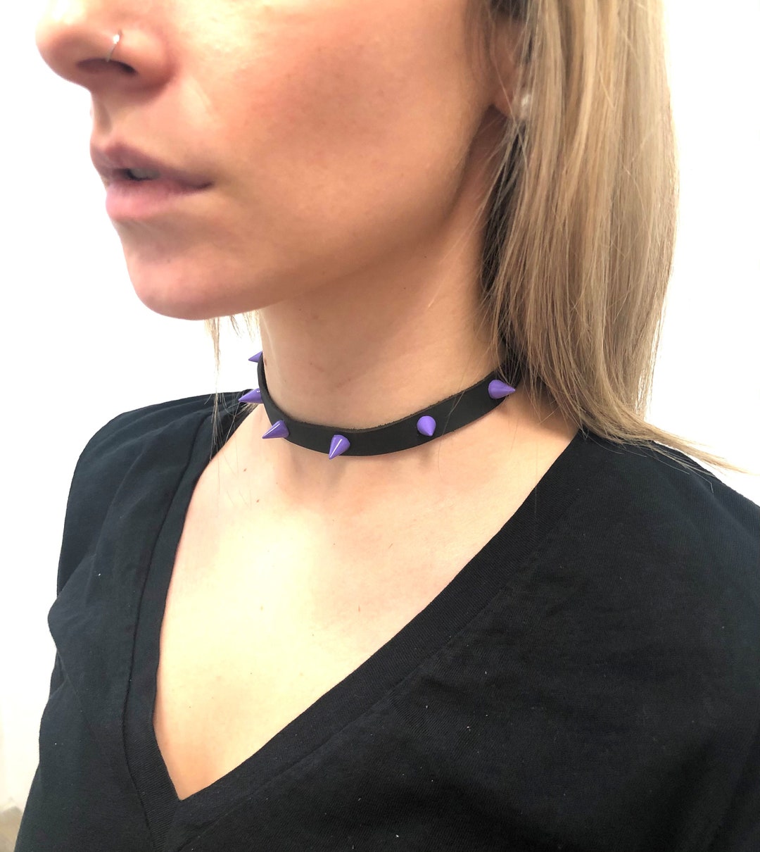 Purple Spiked Choker / Choker / Purple Spike Choker / Gothic Bracelets ...