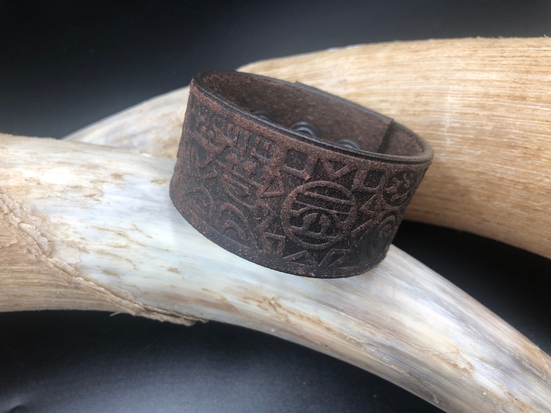 Maori Leather Bracelets Maori Symbol Bracelet Brown Leather Bracelet ...