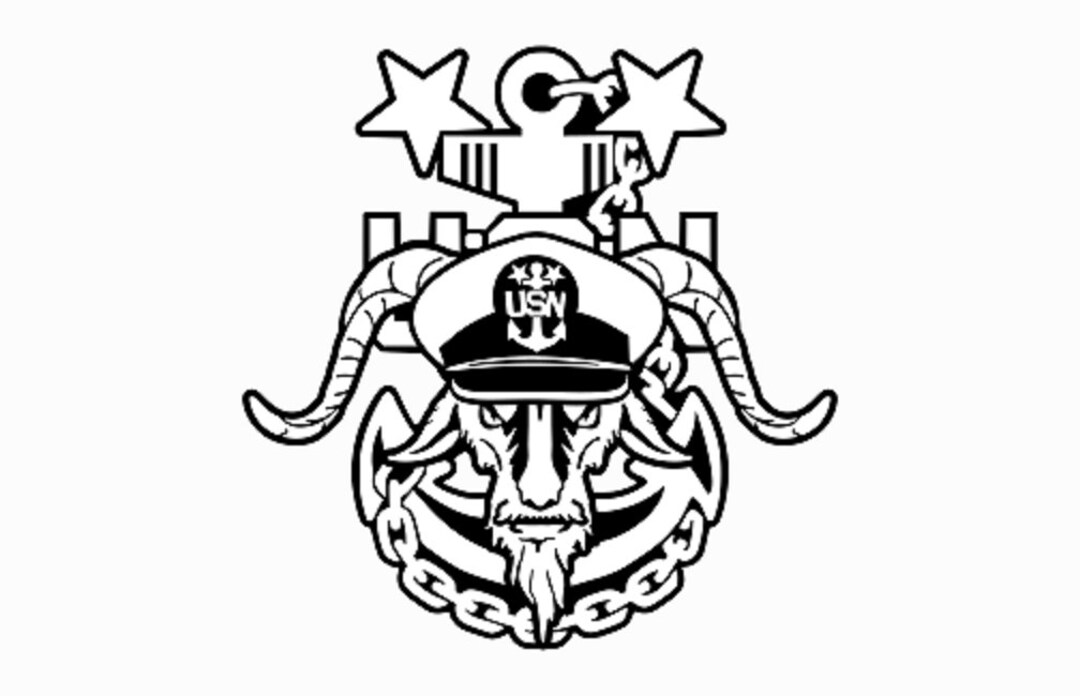 High Quality Navy Master Chief With Goat Head Anchor Black and White ...