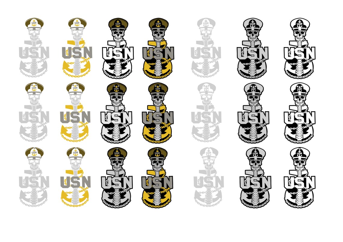 All 3 Navy Chief, Senior, Master Chief Skull and Backbone Anchor Svg ...