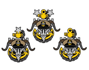 High Quality Navy Chief With Goat Head Anchor Black and White - Etsy