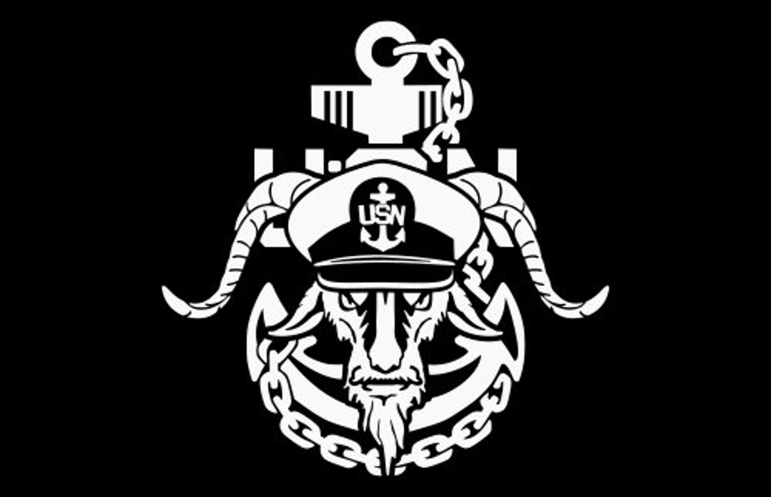 High Quality Navy Chief With Goat Head Anchor Black and White Svg ...