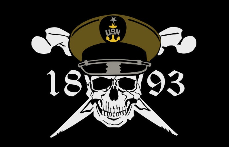 White and Color Navy Senior Chief Skull and Cross Bones Crossbones 1893 ...