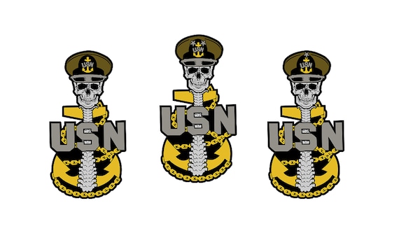 All 3 Navy Chief Senior Master Chief Skull and Backbone - Etsy