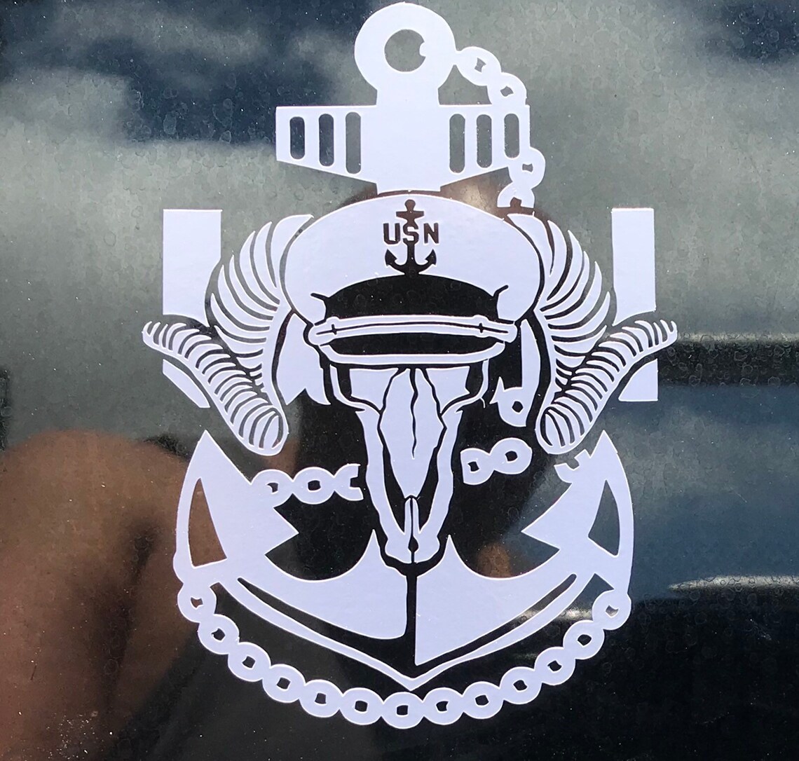 Navy Chief Goat Skull Anchor Vinyl Decal Sticker for Car | Etsy