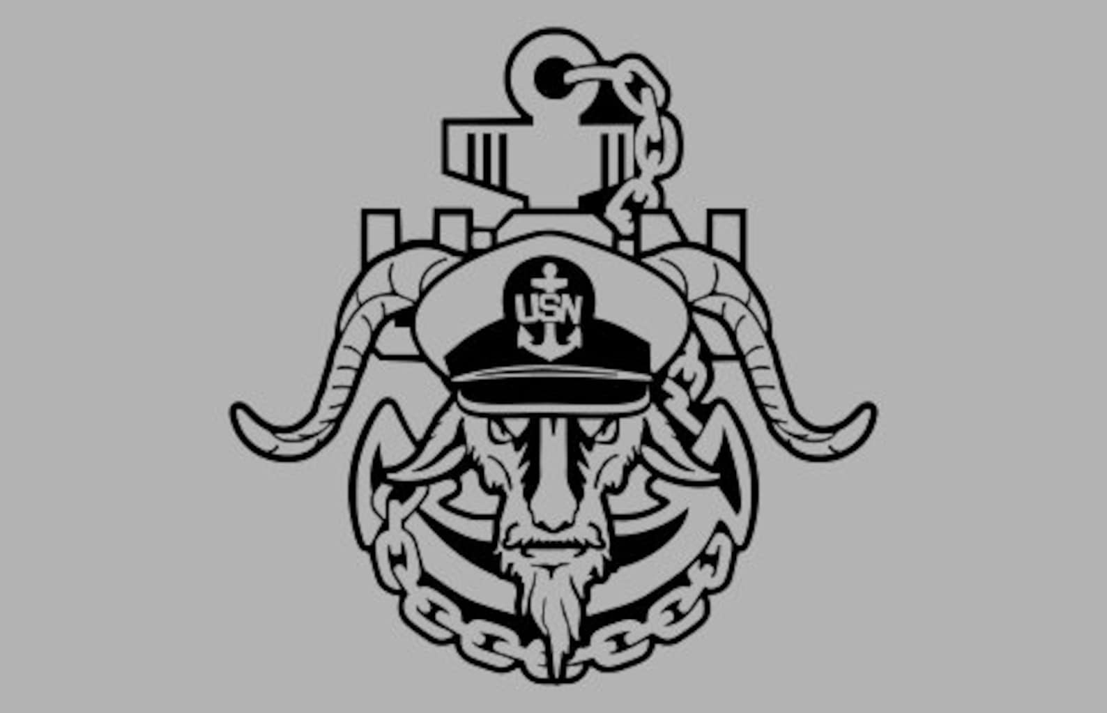 High Quality Navy Chief With Goat Head Anchor Black and White Svg ...