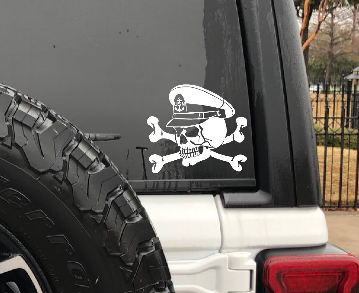 Navy Master Chief Crossbones skull Car Window Vinyl Decal | Etsy