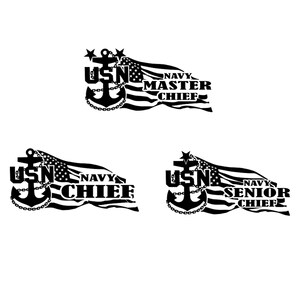 All 3 Navy Chief, Senior, Master Chief Anchor With American Flag Svg ...