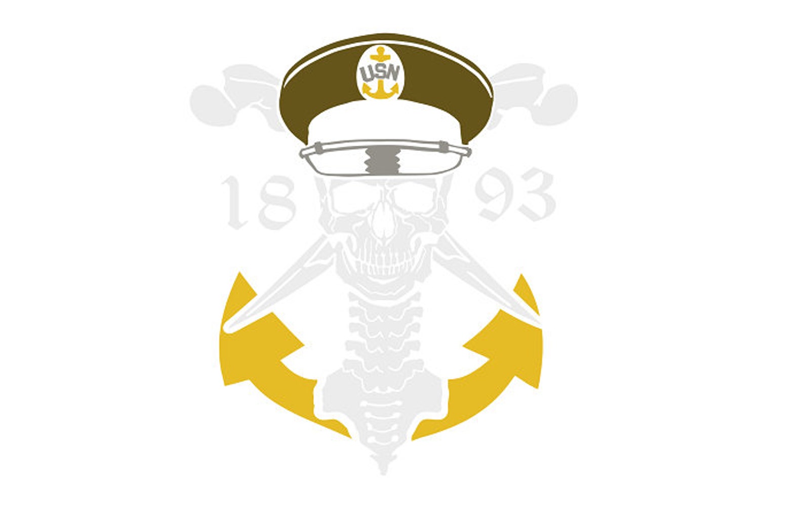 Color Navy Chief Skull and Cross Bones Backbone Anchor PNG - Etsy