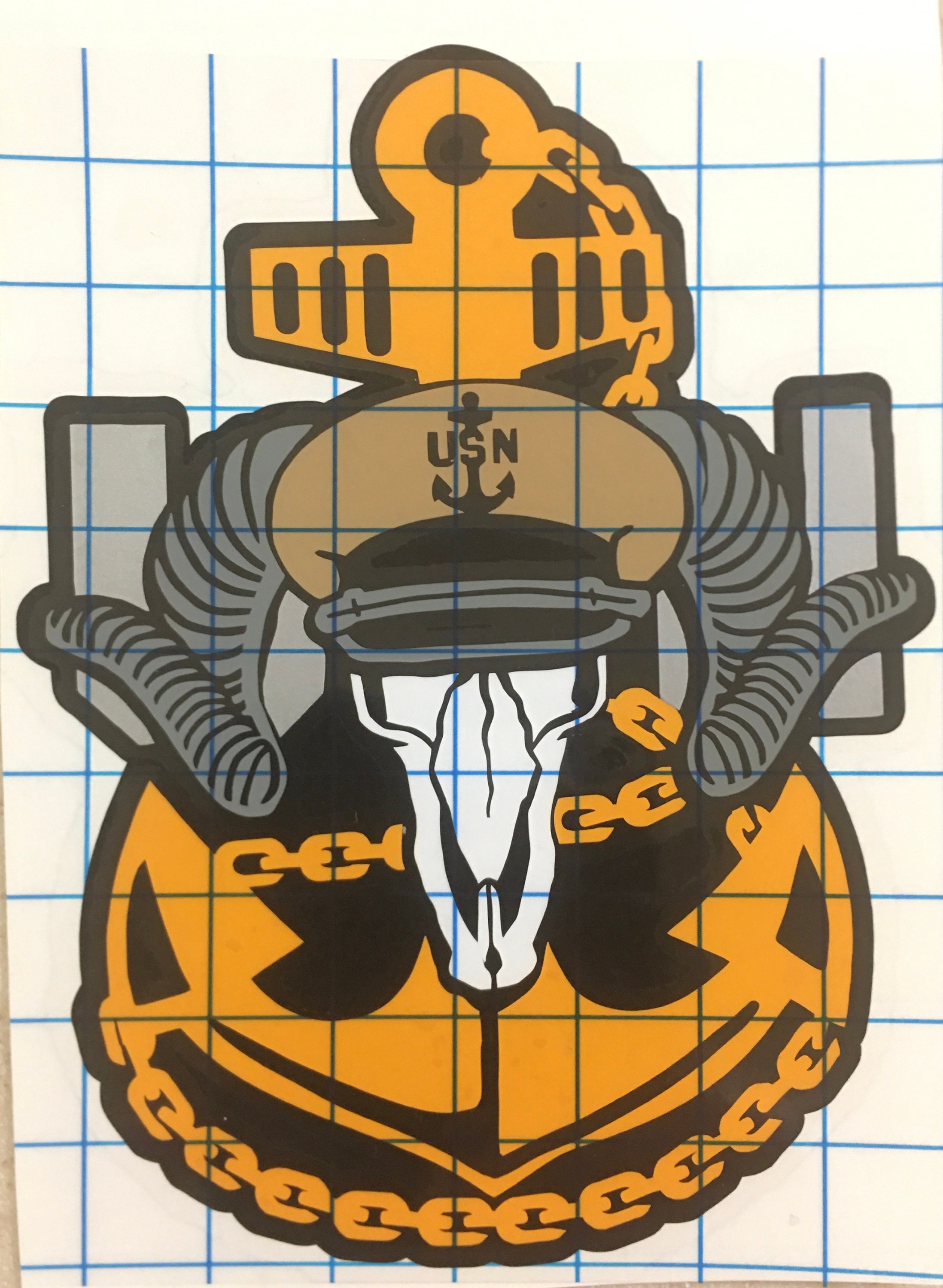 Navy Chief goat skull anchor color vinyl decal sticker for | Etsy