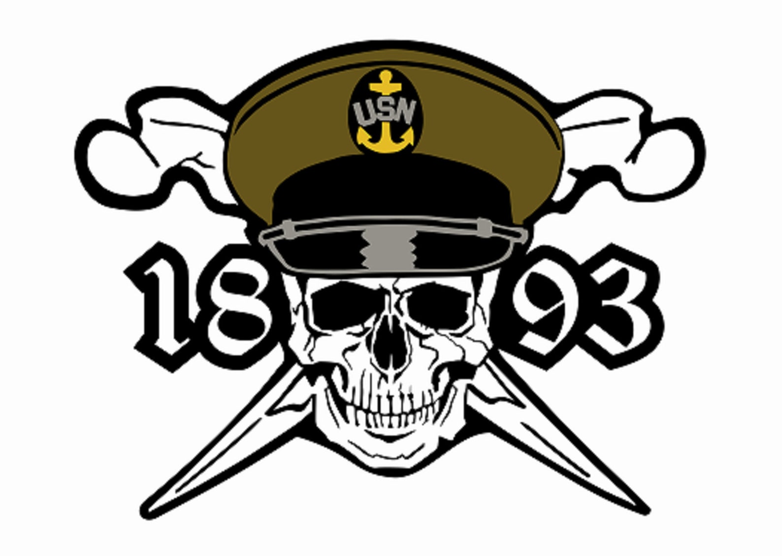 White and Color Navy Chief Skull and Cross Bones Crossbones - Etsy