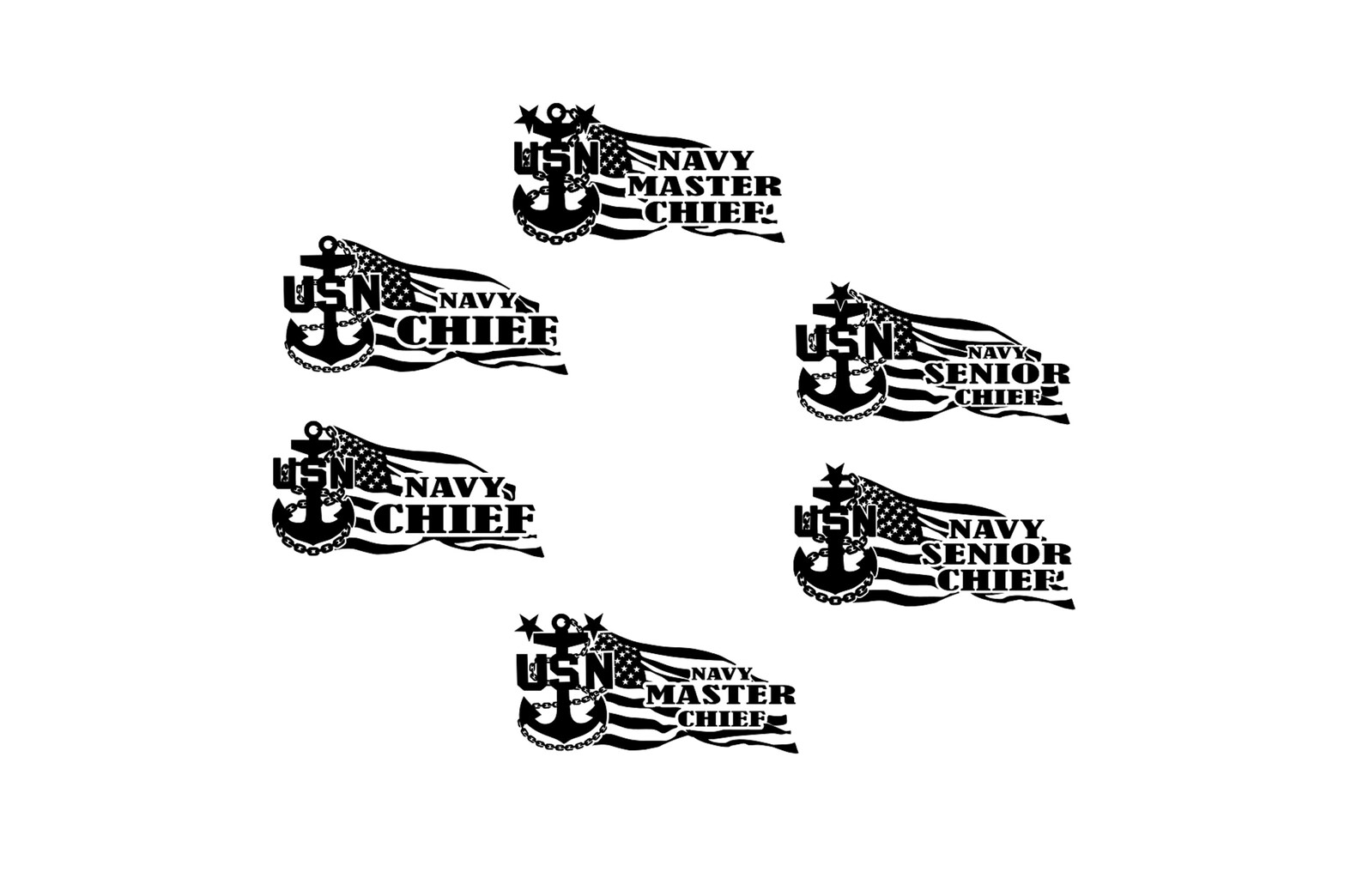 All 3 Navy Chief, Senior, Master Chief Anchor With American Flag Svg ...