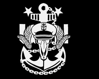 Navy Master Chief Skull and Backbone Anchor Svg Vector and PNG | Etsy