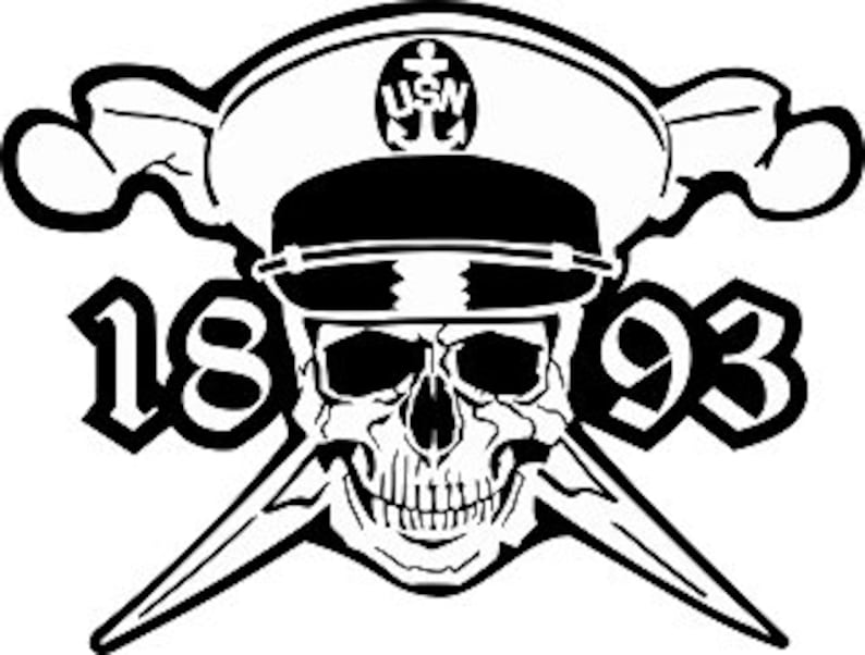 White and Color Navy Chief Skull and Cross Bones Crossbones - Etsy